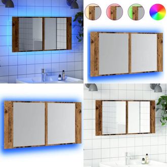 vidaXL LED-Spiegelschrank Altholz-Optik 90x12x45 cm Holzwerkstoff - Vidaxl