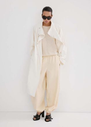 Mango Lang&auml;rmeliger offener Strick-Cardigan sandfarben - Damen - XXL - MANGO