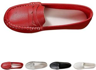 Generic Mocassins pour femme en cuir confortables et l&eacute;gers &agrave; enfiler - Coupe large - Chaussures d&eacute;contract&eacute;es &agrave; bout rond - Chaussures bateau plates et douce