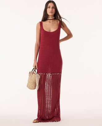 Kujten Robe longue crochet col rond - Robe Coral