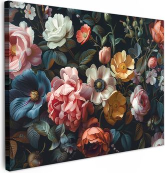 MuchoWow © Wandbilder 80x60 cm Schlafzimmer Home Deko Wohnung Bild Wohnzimmer Fotoleinwand Wand Bilder Leinwand Wall Decor Vintage - Farbenfroh - Blumen - Mode