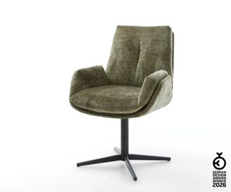 DELIFE Drehstuhl Clea-Flex Chenille Olive Fu&szlig;kreuz Schwarz 360&deg; drehbar, Esszimmerst&uuml;hle