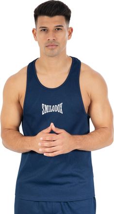 Smilodox Stringer Herren Classic RIPP, Tank Top mit Rippstruktur, lockeres Racerback Unterhemd, Gym Shirt atmungsaktiv & pflegeleicht, Funktionsshirt mit Label