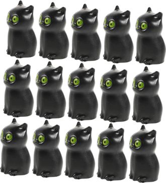Garneck 30 Stück Halloween Deko Miniatur Schwarze Katzen Figuren aus Resin Süße Tier Skulpturen Kompakte Sammler-deko für Garten Kuchen Topper Mikro Landschaf