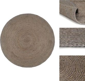 vidaXL Teppich Handgefertigt Jute Rund 240 cm Grau - Naturfaser Teppich - Jute Teppich - Runder Teppich - Grauer Teppich - Handgefertigter Teppich