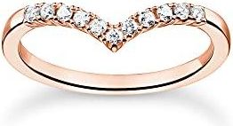 Thomas Sabo TR2394-416-14 Bague en forme de V avec pierres blanches en argent sterling 925 plaqué or rose 750, 60 cm, Argent sterling, Zircone cubique