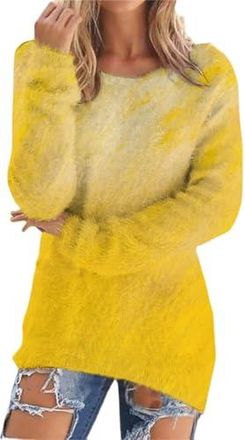 Generic Sweatshirts pour femmes UK Pull surdimensionn&eacute; de couleur unie col rond manches longues automne hiver d&eacute;contract&eacute; confortable automne mode confortable