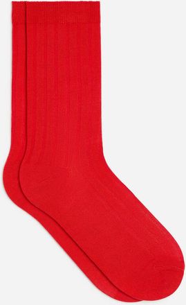 Arket Gerippte Socken Aus Seidenmischung -Rot