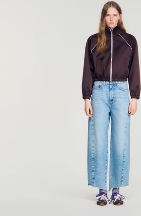 Sandro Blouson court satin&eacute; brod&eacute;