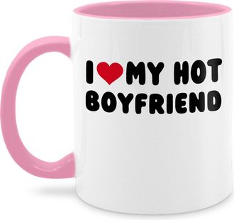 Shirtracer Tasse Tassen 325ml - I love my hot boyfriend I Paar Geschenk Valentinstag P&auml;rchen Geschenke f&uuml;r sie Paar Geschenke Weihnachten P&auml;rchen - 325 ml - Rosa