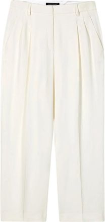 Luisa Cerano Femme, Pantalons, Blanc, Taille: 38 FR Pantalon Cropped Pliss&eacute;