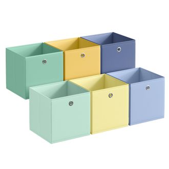Songmics Aufbewahrungsbox, 6er Set, Ordnungsboxen, geruchsneutral, Faltbox, 30 x 30 x 30 cm, Stoffbox, f&uuml;r W&uuml;rfelregal, Organizer bunt, Aufbewahrungskorb, f&uuml;r 