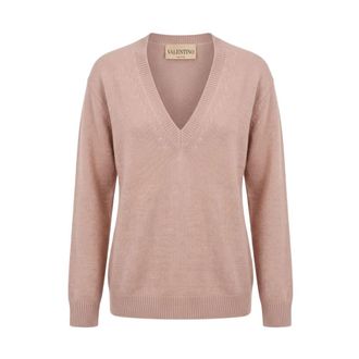 Valentino V-Ausschnitt Kaschmirpullover - - Knitwear - Damen - Rosa - M