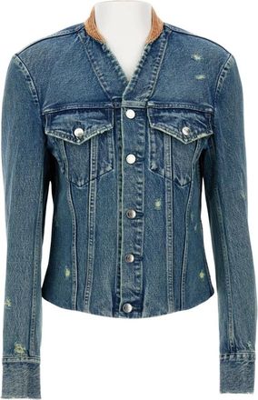 Tanaka Tanaka, Femme, Vestes, Bleu, Taille: 42 FR Veste en coton avec col contrastant