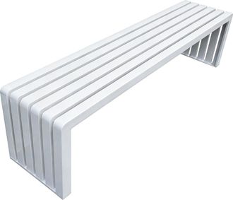 Generic Gartenb&auml;nke Metall Ohne Lehne 2 Sitzer Balkonbank Wetterfest Robuste Parkbank f&uuml;r Terrasse Schulhof Garten Balkon, Keine Montage Erforderlich(White,59