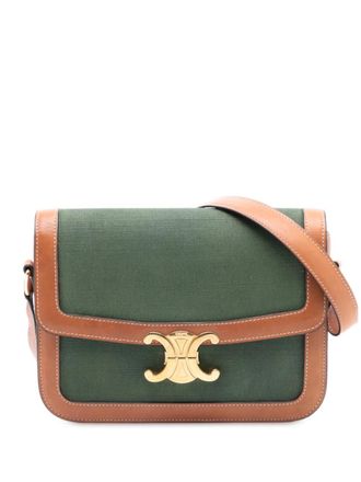 Celine sac &agrave; bandouli&egrave;re Teen Canvas and Calfskin Triomphe (2019) - Vert