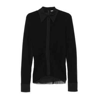 Jil Sander Transparente Bluse mit Raffung und Knopfleiste - - Blouses & Shirts - Damen - Schwarzk - S