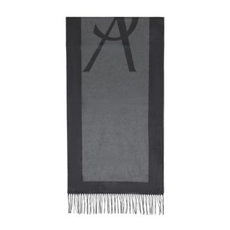 Saint Laurent Monogram Seidenschal - - Accessories - Damen - Grau - ONE SIZE