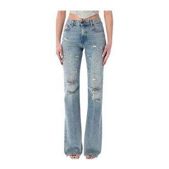 Haikure Jean large d&eacute;lav&eacute; - Femme - Jeans - Bleu - Taille: W28