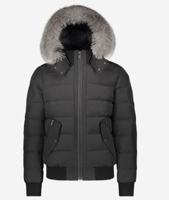 Moose Knuckles Black Scotchtown Nylon Bomber Jacket Size XL