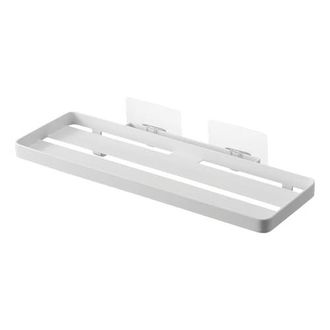 Yamazaki Tableware 5397 TOWER Klebehaken-Sanit&auml;rtablett, wei&szlig;, Stahl/Silikon, minimalistisch, 30 x 11.5 x 4.7(excluding film hook) cm