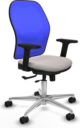 Piqueras y Crespo Gepolsterter Schreibtischstuhl mit 2D-Armen, h&ouml;henverstellbare Lendenwirbelst&uuml;tze, ausgestattet mit Syncro/Traslack und Schaumstoff, Blau/Wei&szlig;