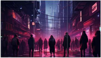 Wallario Herdabdeckplatte/Spritzschutz aus Glas, 3-teilig, 90x52cm mit 13mm hohen Füßen, für Ceran- und Induktionsherde, Aufstand in der Stadt