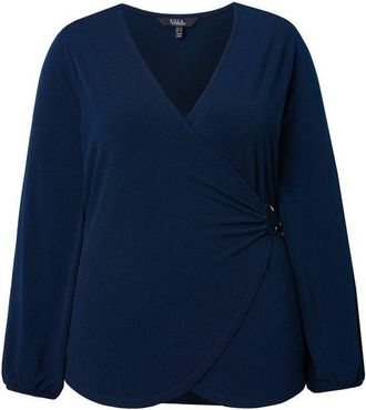 Ulla Popken T-Shirt Shirt Wickeloptik V-Ausschnitt Langarm