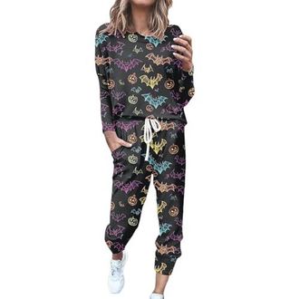 Generico Pyjama 2 pi&egrave;ces &agrave; manches longues doux pour femme, U - Noir, 3XL