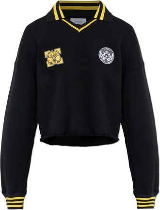 Off-white Femme, Sweatshirts et sweats &agrave; capuche, Noir, Taille: 36 FR SweaT-shirt Court Avec Patchs