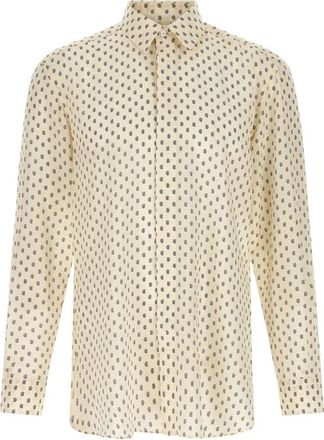 Tom Ford Homme, Chemises, Beige, Taille: XL Chemise Fluide en Cr&ecirc;pe de Chine Imprim&eacute; Cachemire