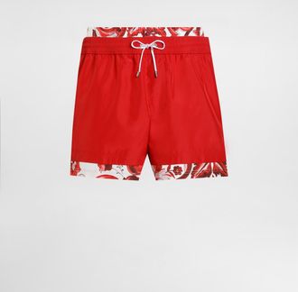 Dolce & Gabbana Badeboxershorts In Mittlerer L&auml;nge Mit Majolika-print - Mann Beachwear Multicolor 4