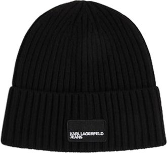 Karl Lagerfeld Karl Lagerfeld Jeans, Damen, Umgeschlagene M&uuml;tze, Schwarz, One Size