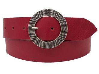 AnnaMatoni Ceinture en cuir v&eacute;ritable pour femme avec boucle ronde en cuir de vachette 4 cm de large, rouge, 100