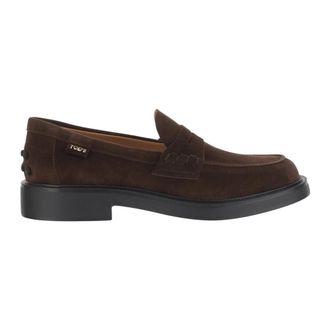 Tod's Braune Wildleder Loafers Eckige Zehenpartie - - Shoes - Damen - Braun - 38 1/2 EU