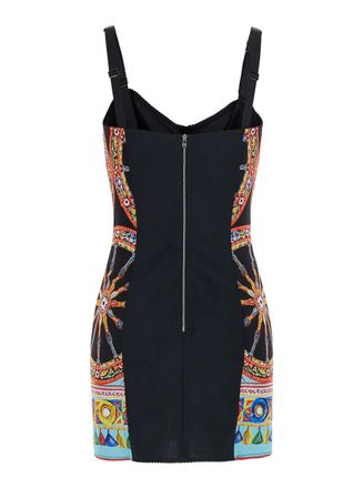 Dolce & Gabbana Carretto Print Cotton Blend Mini Dress - Multicolor