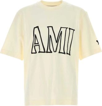 Ami Homme, Tops, Beige, Taille: 2XL Boxy Fit Short Sleeves Teeshirt