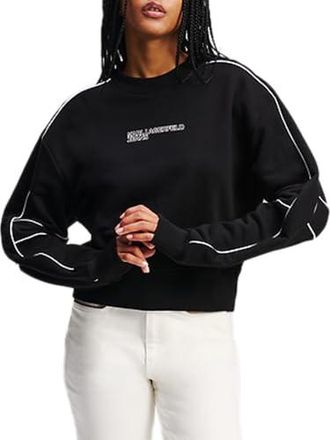 Karl Lagerfeld Karl Lagerfeld Jeans, Femme, Sweat À Passepoil Court Et Relaxé, Coupe Relaxée, Noir, XS