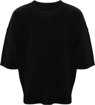 Issey Miyake Homme, Tops, Noir, Taille: XL Pull pliss&eacute; &agrave; col rond