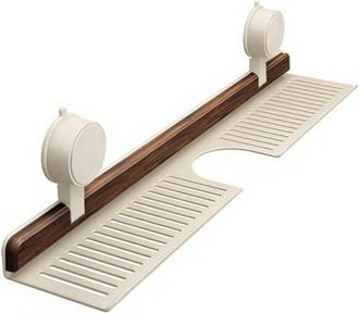 Generic Etag&egrave;re Salle de Bain Murale Sans Per&ccedil;age Ventouse Amovible pour Lavabo Rangement Salle de Bain Cuisine Finition Noyer