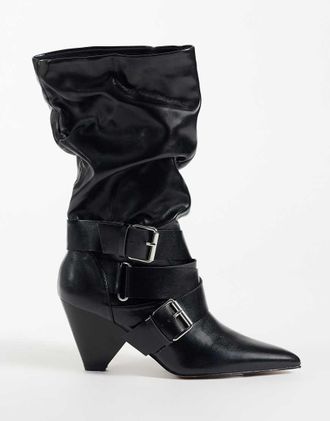 Asos Cade Stiefel mit Schnallendetail und Absatz in Schwarz