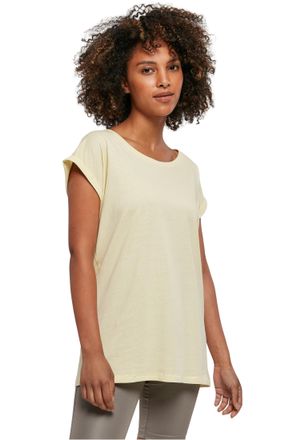 Build Your Brand Damen T-Shirt Ladies Extended Shoulder Tee, lang geschnittenes T-Shirt für Frauen, Baumwolle, Softyellow, 3XL