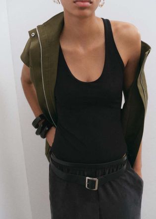 Mango Kombinierter Lederg&uuml;rtel schwarz - Damen - S - MANGO