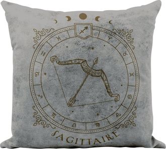Fabulous Kissen aus Kunstleder, Grau - Sch&uuml;tze Karikatur, Sternzeichen, Sternzeichen, Sternzeichen, Tarot - 40 x 40 cm - Leder-Haptik - Bezug und Kissen inklus