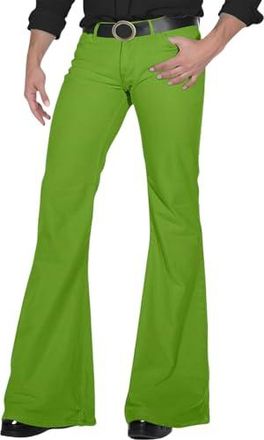 Generic Pantalon de style disco des années 70 pour homme, pantalon cloche des années 60 et 70, pantalon vintage en jean pour homme, Vert, XXL