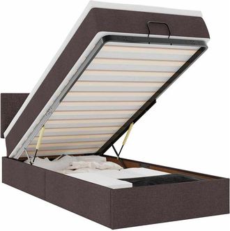 vidaXL Ottomane Bett mit Matratze & LEDs Dunkelbraun 90x200 cm Stoff Vidaxl