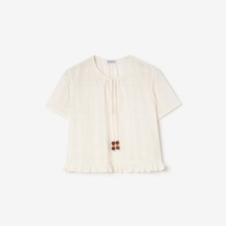 Burberry Chemisier en voile de coton Check, Size: 04