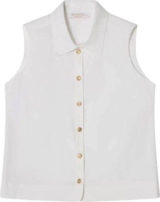 Busnel Femme, Tops, Blanc, Taille: 44 FR Odelia Sleeveless Poplin Shirt