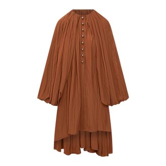 Lanvin Short Pleated Dress - - Dresses - Damen - Braun - 2XS