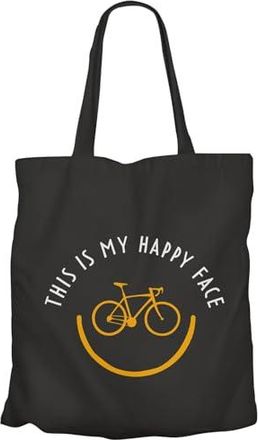 Fabulous Tote Bag Sac Shopping en Toile Noir - This is my happy face V&eacute;lo Cyclisme Vtt - 10 L